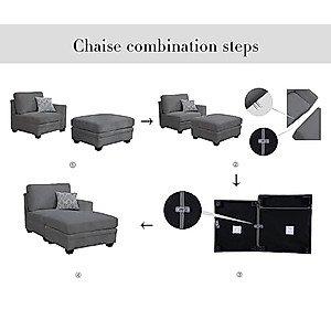 Legend Vansen 4PCS Corduroy Lounges Loveseat Couch Chaises Longues, Dark Grey