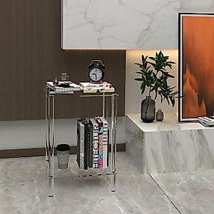 KMANDLU 2Pack Premium Clear Acrylic Side Table Set - 2-Tier End Table, Nightstand, Coffee Table - Ideal for Small Spaces - Modern Acrylic Furniture