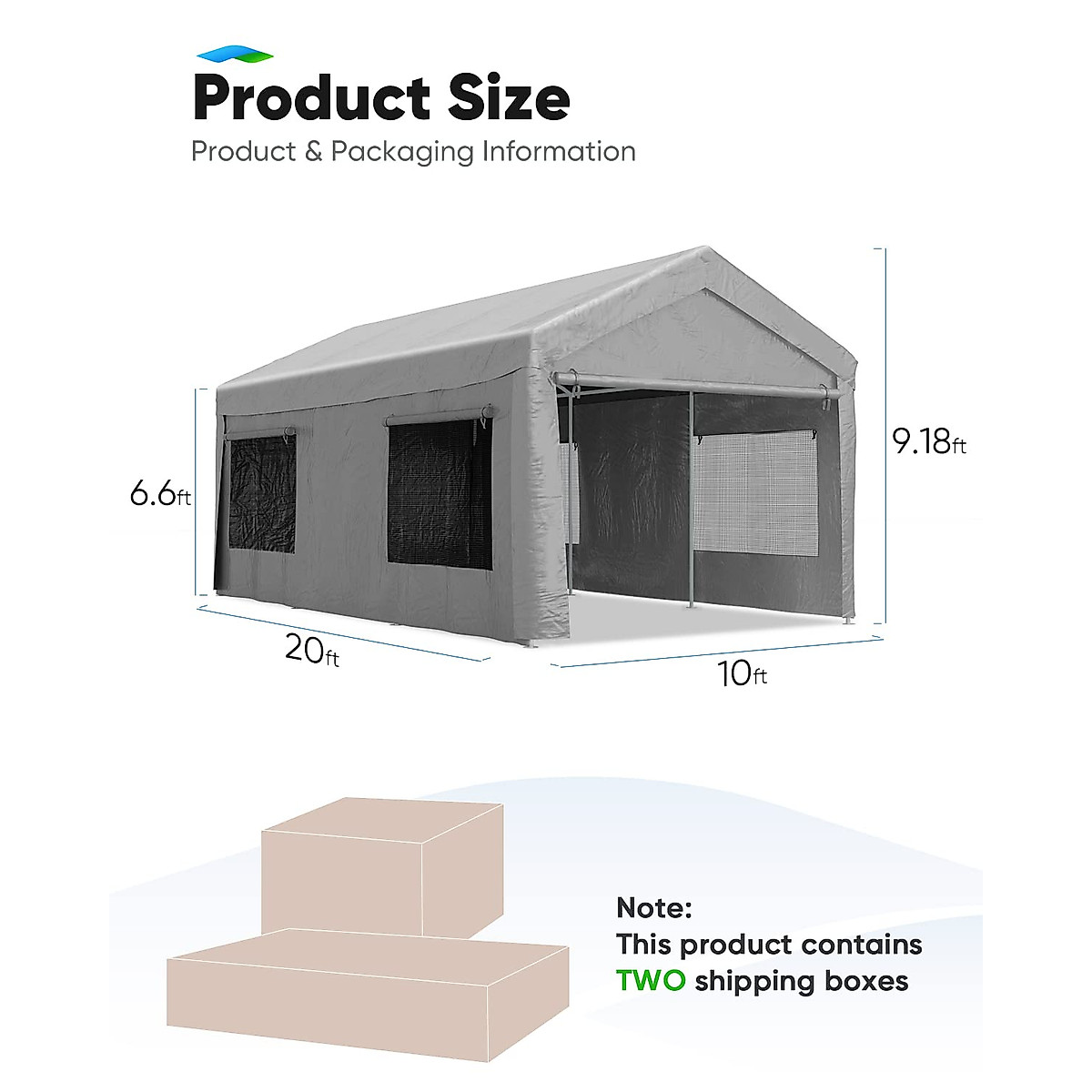 Quictent 13'X20' Heavy Duty Carport Car Canopy Galvanized Car Port Garage Outdoor Carport Canopy Boat Shelter with Reinforced Ground Bars-White