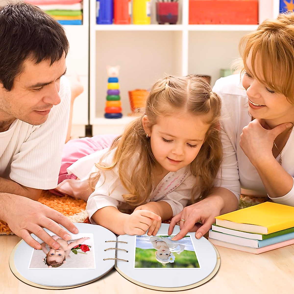 CJiangpo Baby Shower Guest Book Alternatives Wood Baby Shower Sign in Guest Book, Wishes for Baby Shower Advice Book with 35 Blank Pages Baby Memory Book Guestbook Keepsake Gifts for New Parents