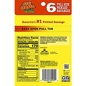 Penrose Big Mama Pickled Sausages, 2.4 Ounce, 6 Pack