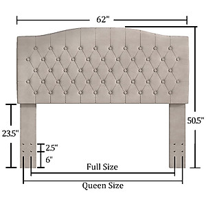 Befurtori Queen Headboard Only, Upholstered Headboard Queen for Adjustable Bed Velvet Tufted Queen/Full Size Wall Mounted Headboard with Solid Wood Legs Head Board, Taupe
