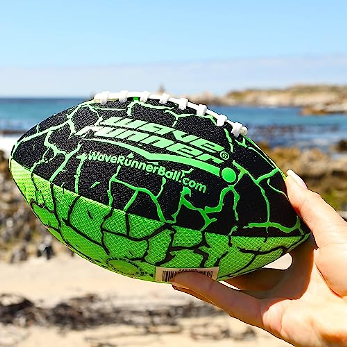 Wave Runner Grip It Waterproof Football- Size 9.25 Inches with Sure-Grip Technology | Let's Play Football in The Water! (Random Color)