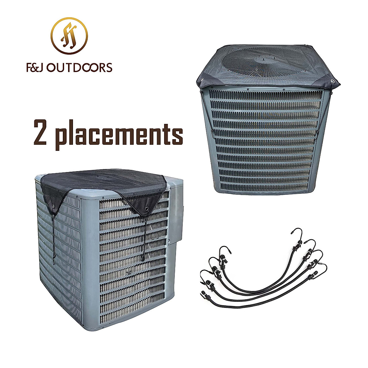 F&J Outdoors Central Air Conditioner Cover for Outside Units, Black Top Net Breathable AC Cover (Mesh, 32"x32")