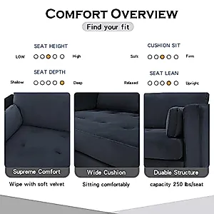 P PURLOVE Sectional Sofa Couch, L-Shape Upholstered Couch with Two Pillows for Living Room Home Furniture, Black