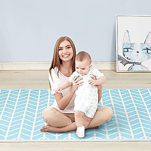 Angelbliss Play Mats for Babies - Haute Collection - Play Mat for Infants – Non-Toxic Baby Rug – Cushioned Baby Mat Waterproof Playmat – Reversible Double-Sided Kindergarten Mat (Medium - Blue)