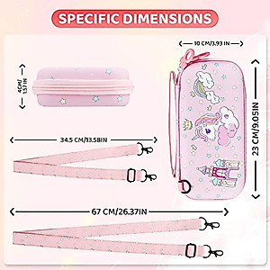 RHOTALL Carrying Case for Nintendo Switch Lite, Cute Case Cover Accessories Bundle for Switch Lite with TPU Protective Shell, Adjustable Shoulder Strap, Screen Protector and 2 Thumb Caps - Unicorn