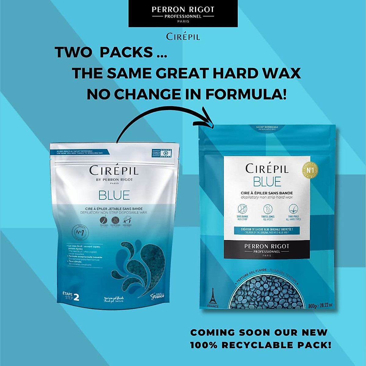 Cirepil Blue 400g Unscented All-Purpose Wax Beads - Perfect for Sensitive Skin, Easy Removal Peel-Off Texture, Fluid Gel, NO STRIP NEEDED