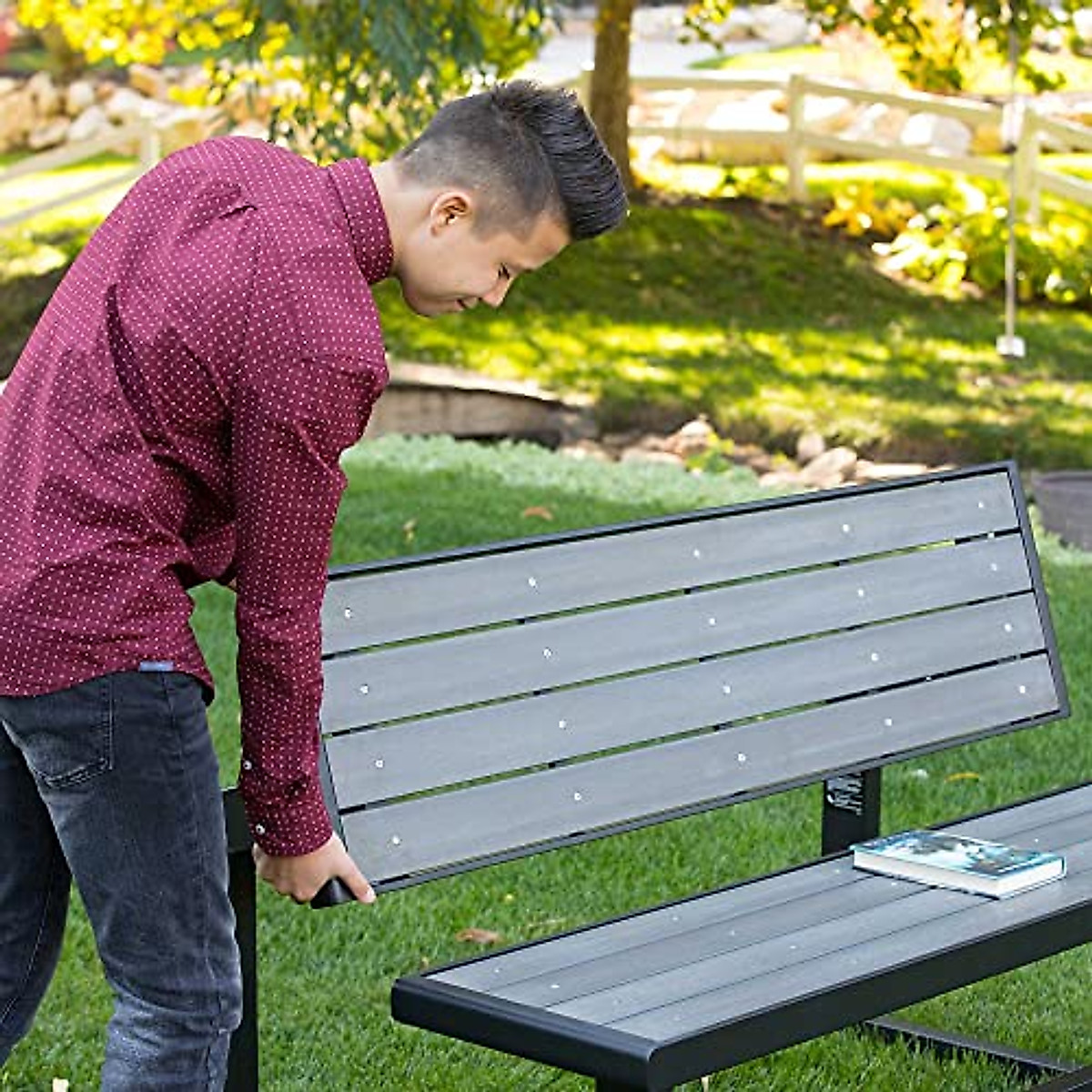 Lifetime 60253 Outdoor Convertible Bench, 55 Inch, Harbor Gray