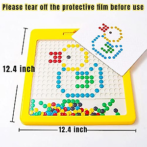 Large Magnetic Drawing Pad for Kids Toddlers, Montessori Magnetic Dots Board with Magnet Pen & Beads Magnetic Dot Art, Colorful Doodle Board Educational Preschool Toy for 3+ Years Old Boys Girls (A)