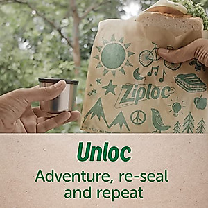 Ziploc Paper Sandwich and Snack Bags, Recyclable & Sealable with Fun Designs, 50 Bags Total