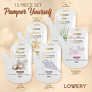 LOVERY Hand Cream and Hand Mask Gift Set - 10 Scented Moisturizing Hand Lotions & 5 Deep Conditioning Hand Masks Shea Butter, Vitamin E and Jojoba Oil - Gifts for Women, Men, Mom, and Birthday