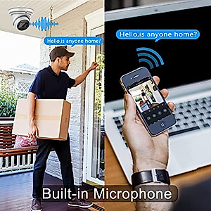 PANOEAGLE Starlight 8MP POE IP Camera Turret, Outdoor 4K Security Camera with Human Vehicle Detection, Built-in Mic, SD Card Slot, 98ft IR Night Vision, 2.8mm Wide Angle Lens, IP67 Waterproof, IVS