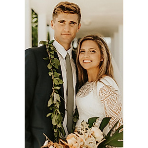 DAZI Men's Skinny Tie, Cotton Wool Linen Necktie, Great for Weddings, Groom, Groomsmen, Missions, Dances, Gifts. (Sage)