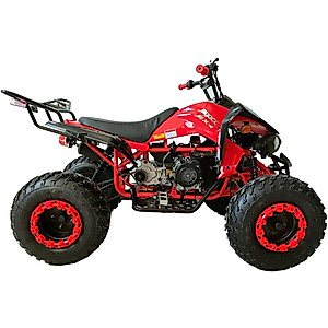 HHH 200cc Sports Quad ATV with LED Headlights Automatic Transmission with Reverse, Big 23"/22" Tires! (Red, Factory Package)