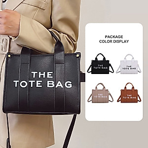 Yaopeing Tote Bag for Women,PU Leather Personalized Trendy Tote Bag,Crossbody Handbags or Handle Bag for Work Travel,Small Black