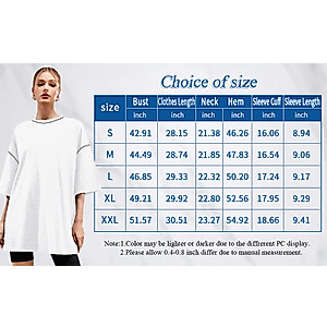 FSHAOES Women's Oversized T Shirts Casual Loose Half Sleeve Drop Shoulder Tees Summer Round Neck Cotton Tunic Tops Black