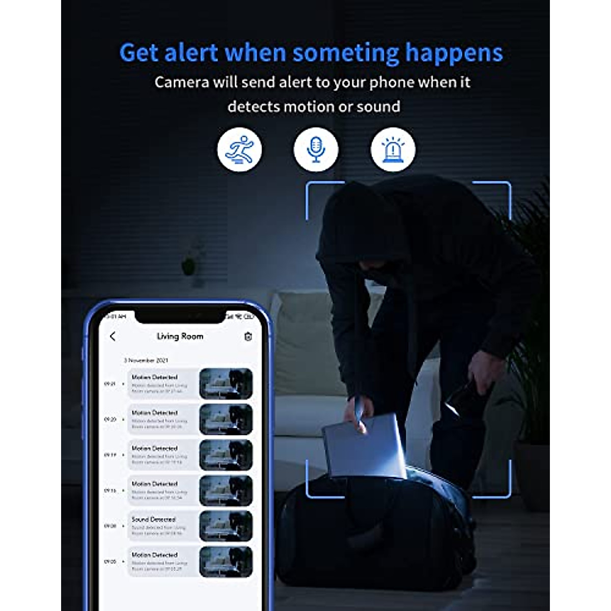 Indoor Cam 1080P FHD Wi-Fi Smart Home Security Camera with Night Vision, 2-Way Audio, Motion Detection, for Baby/Pet/Nanny/Elderly, Compatible with Alexa & Google Home, 2 Pack