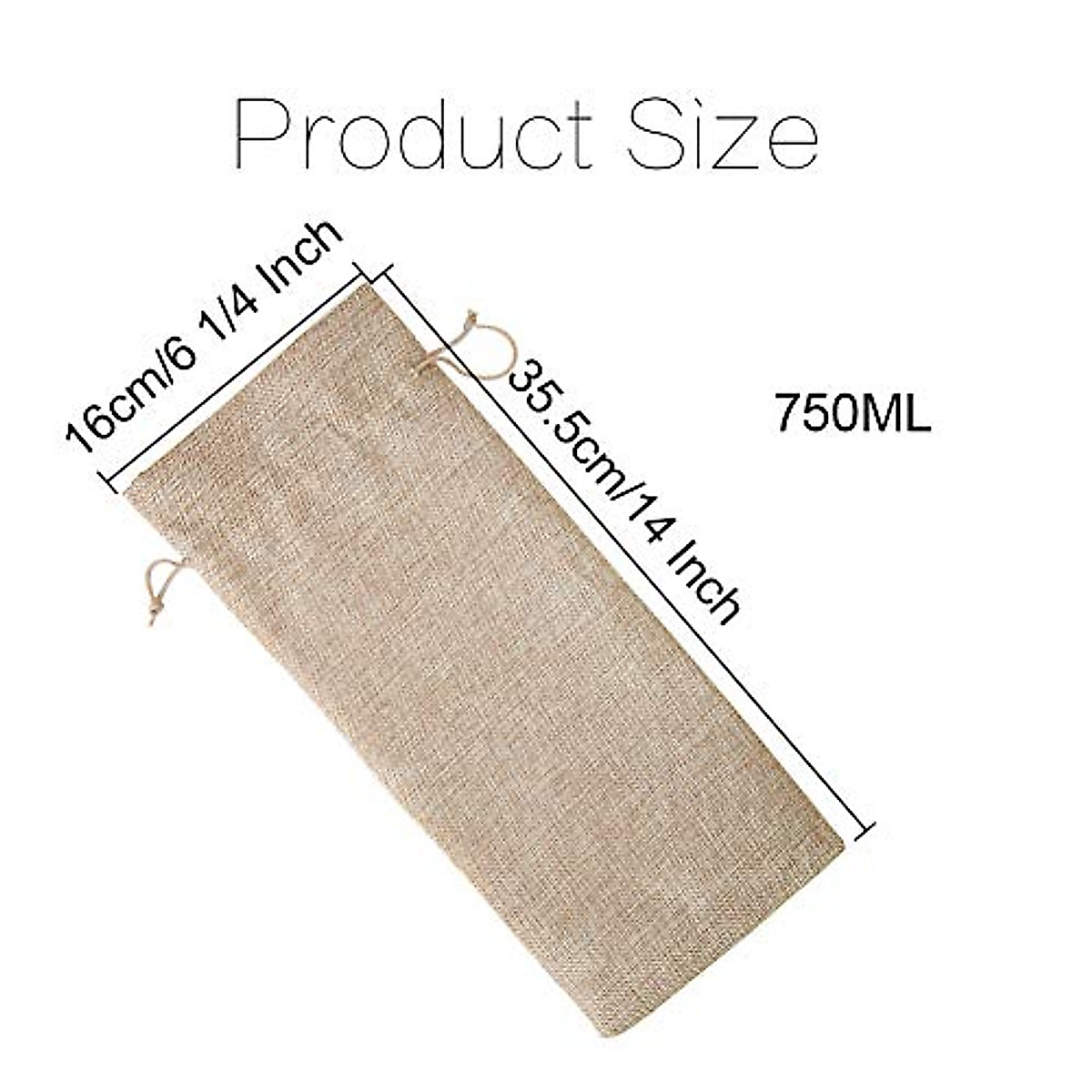 Shintop 10pcs Jute Wine Bags, 14 x 6 1/4 inches Hessian Wine Bottle Gift Bags with Drawstring (Brown)