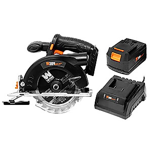 WEN Cordless Circular Saw, 6.5-Inch Blade with 20V Max 4.0 Ah Lithium-Ion Battery and Charger (20625)