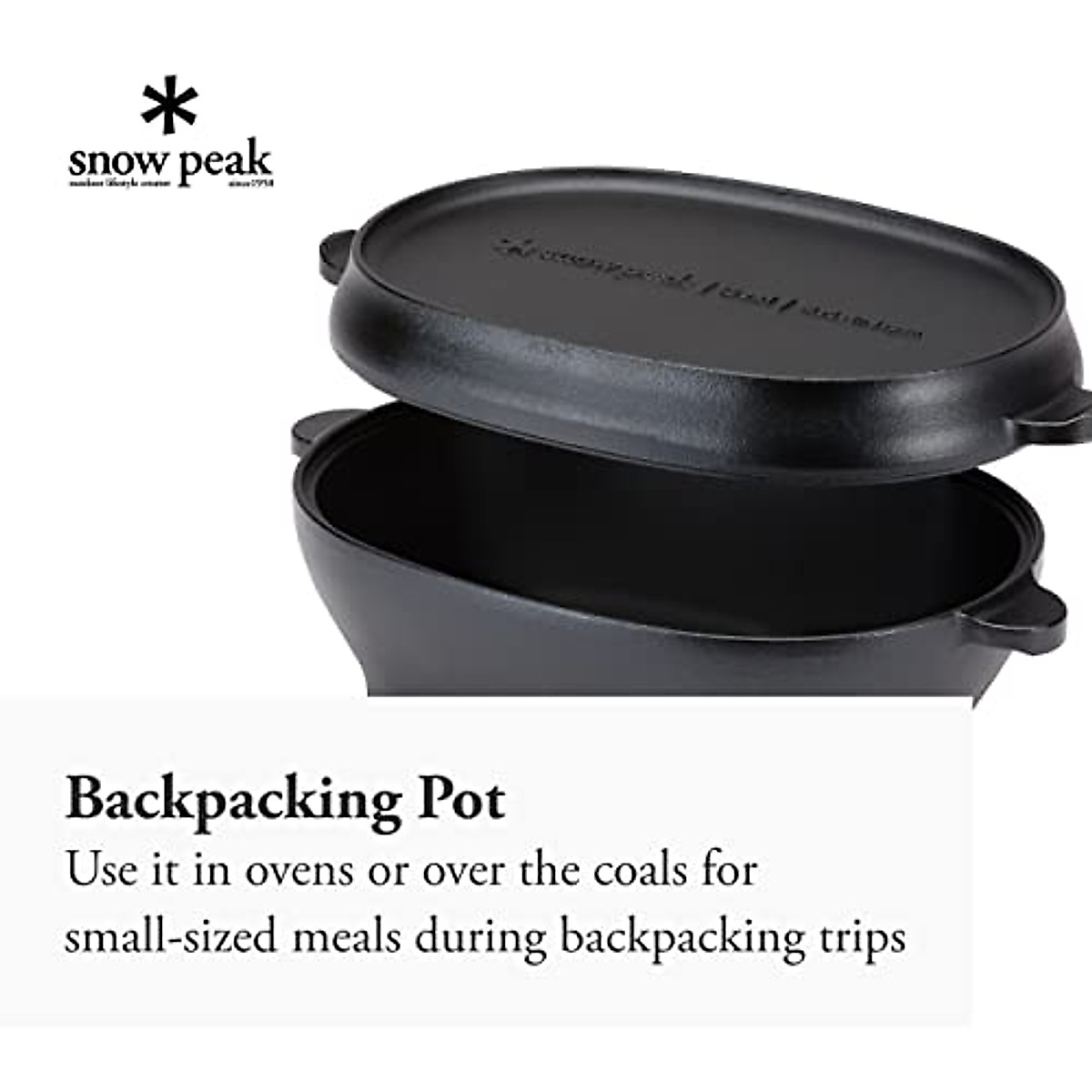 Snow Peak Micro Oval - Small Dutch Oven - Home & Outdoor Kitchen - Camping - 5.7 lbs