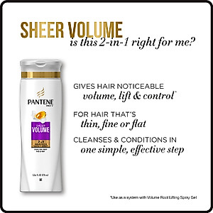 Pantene, Shampoo and Conditioner 2 in 1, Pro-V Sheer Volume for Fine Hair, 25.4 fl oz, Twin Pack