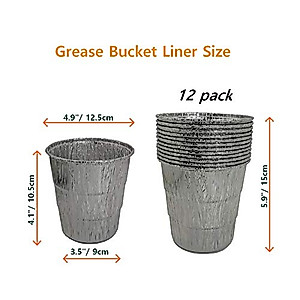 Drip Grease Bucket Can & 12-Pack Liners for Traeger 20/22/34, Pit Boss, etc Pellet Smoker Grill (Silver 12)