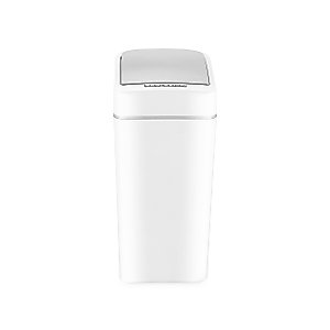Ninestars 1.85 Gallon Trash Can, Plastic Motion Sensor Trash Can, White, Pack of 1, Durable Fingerprint Proof 7 Liters