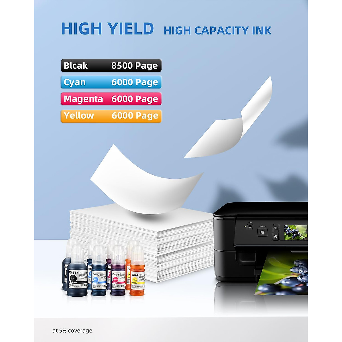 OIunendlich Compatible Epson 502 T502 Refill Ink Bottles Replacement for Epson Ecotank ET-2750 ET-3750 ET-4750 ET-2760 ET-3760 ET-4760 ET-2700 ET-3700 ET-3710 ET-15000 ST-2000 ST-3000 ST-4000 Printer