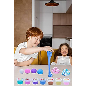 QPOFTYJ Butter Slime Kit for Kids, 7 Pack Two-Toned Colorful Stress Relief Toys, Birthday Gifts, Party Favors for Girl Boys 6 7 8 9 10 11 12, Unscented