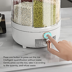 Rice Grain Storage Container, 360 Rotating Grain Storage, Clear Food Dispenser with Drainage Cup, Large Capacity Dry Food Storage Bin, Cereal Dispenser with Measuring Cylinder for Kitchen(Small Size)