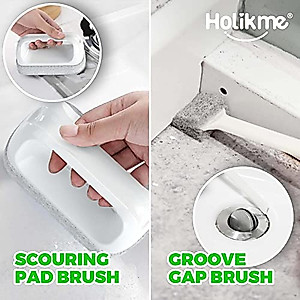 Holikme 7 Pack Kitchen Cleaning Brush Set, Dish Brush for Cleaning, Kitchen Scrub Brush&Bendable Clean Brush&Groove Gap Brush&Scouring Pad for Pot and Pan, Kitchen Sink, Green