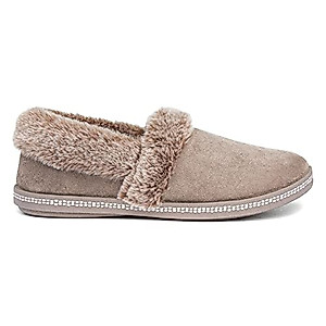 Skechers Women's Cozy Campfire-Team Toasty-Microfiber Slipper with Faux Fur Lining, dark taupe, 10 M US