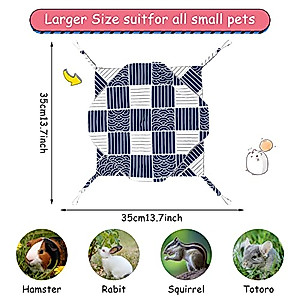 XINRUI 2 Pack Ferret Rat Hammock, Guinea Pig Cage Accessories, 13.7x13.7 Inches, Pet Cage Hanging Bunkbed Hammock for Small Animals, Guinea Pig, Ferret, Kitten, Squirrel, Chinchilla, Rat (Red, Blue)