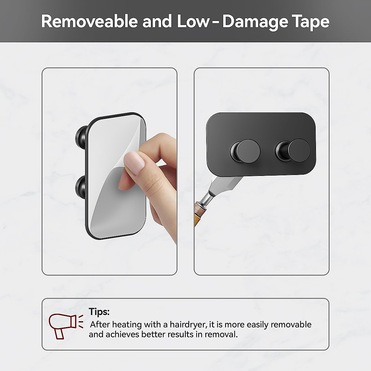 susswiff Adhesive Shower Hooks for Bathroom - Razor Holder for Inside Shower, Heavy Duty Hooks for Towel, Shaver, Robe and Loofah, Door Hooks for Hanging, Wall Mounted, Black, 4 Pack