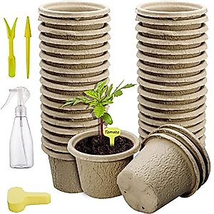TCBWFY 4" Peat Pots for Seedlings Seed Starting Trays Pulp Plant Pots for Seedlings 30 Pack,Seed Starter Nursery Pots Seedling Pots for Vegetables Herbs Small Planting Pots