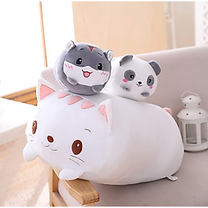 COSGOO Cute Plush Cat Stuffed Squishy Animal Cat Cylindrical Body Cat Pillow,Super Soft Cat Hugging Toy Pillow Kids Kawaii Sleeping Cat Pillow Gifts for Bedding Decor or Home Decor 24-Inch