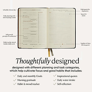 3-Month Productivity Planner, Productivity Tools for Time-Management and Mindfulness, Tear-Out To-Do List, A5 Undated Quarterly Planner, Gray - Intelligent Change