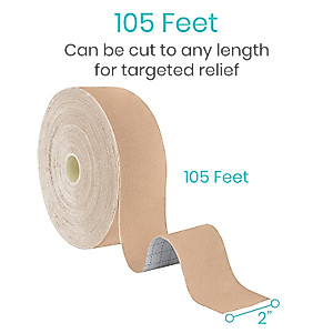 Vive Kinesiology Tape (105 Feet) - Therapeutic Athletic Support Tape - Uncut Kensio Roll - Muscle and Joint Recovery for Shoulder, Back, Knee, Elbow and Ankle Pain Relief - Waterproof for Sports