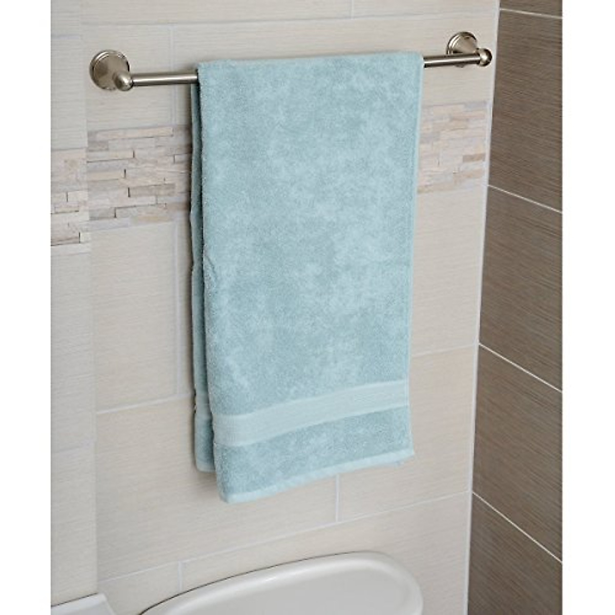 Amazon Basics Modern Towel Bathroom Bar, Satin Nickel, 24 Inch