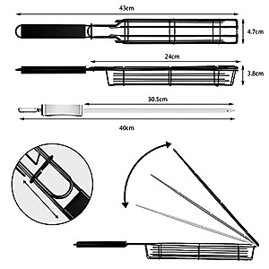 8 Pieces Grilling Basket and 4 Pieces Grilling Skewers Stainless Steel BBQ Grill Accessories Grilling Baskets Metal Barbecue Skewers for Vegetables Shrimps Meats