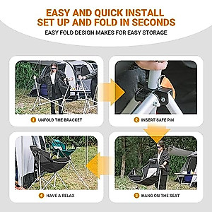 KingCamp Hammock Camping Chair Swinging Recliner Chair for Backyard Lawn Beach Camp Outside Indoor Adults Portable Lounger Folding Chair Hold Up to 264lbs with Carrying Bag Cup Holder (Green/Grey)