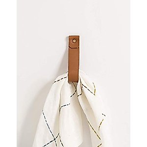 KEYAIIRA - Medium Nicotine Leather Wall Hook, wall hanging strap towel hook for wall leather loop strap for scarf storage boat paddle holder minimal towel bar rack storage