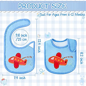 2ooya 7Pcs Cotton Waterproof Baby Bibs Adjustable Hook Loop Closure Infant Bib Unisex Blue Newborn Babies Infant Food Bibs Keepsake Baby Gift for Drooling Feeding Eating Teething, 6-12 Months