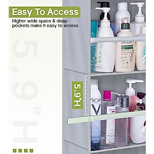 AOODA 2 Pack Over the Door Organizer, Large Capacity Closet Door Hanging Organizer, Clear Deep Pockets Baby Organizer Storage for Nursery, Bathroom, Bedroom, Pantry, Diapers (Grey)