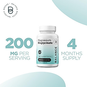 Magnesium Bisglycinate 200mg, High Absorption Chelated, 120 Vegan Capsules - Supports Heart Health, Muscle Cramps, Bone Health & Positive Mood