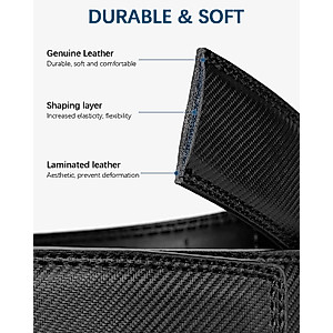 BOSTANTEN Mens Belt Leather Ratchet Belt For Men Dress and Casual with Adjustable Buckle, Trim to Fit