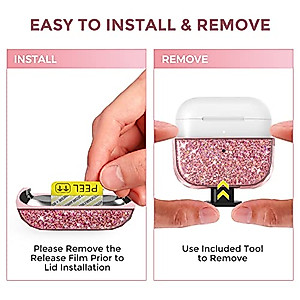 AhaStyle AirPods Pro 2 Case Cover (2023/2022) for Women Girls Luxury Glossy Hard-Shell Protective Case Cover Compatible with Apple AirPods Pro 2nd Gen (USB-C/Lightning Cable) Charging Case(Rose Gold)