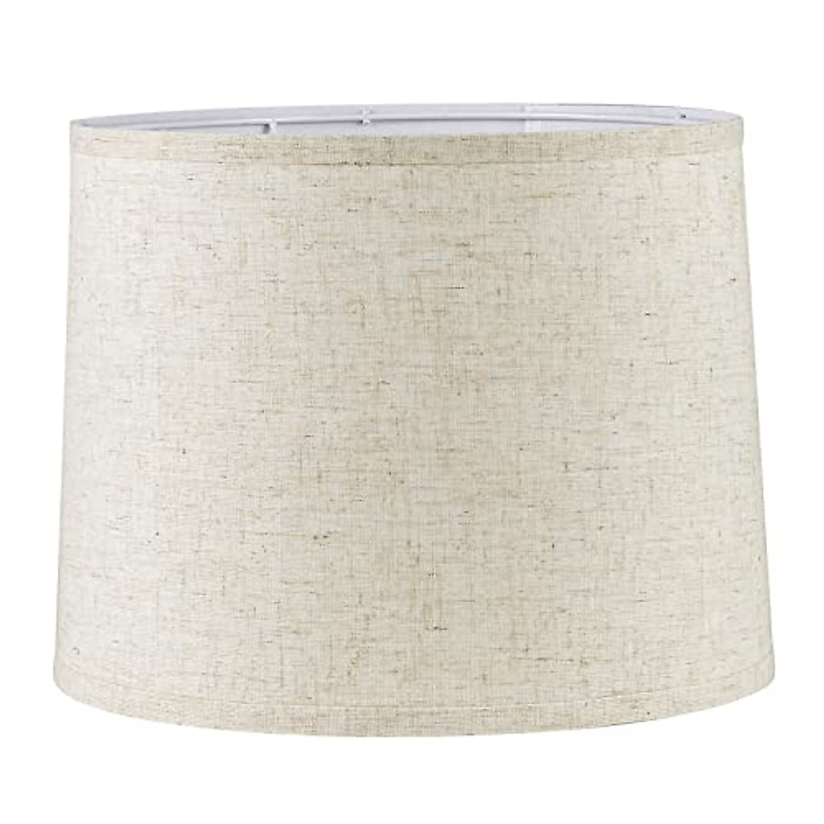 Natural Linen Lamp Shades Set of 2, 11.6 x 12.6 x 9.8 Inch Fabric Drum Lampshades Hand Crafted Medium Lampshade Covers Required Assembly for Table Lamp, Bedside Lamp, Floor Lamp, Spider Fitter, Flaxen