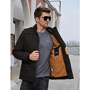 Tanming Men's Thicken Warm Winter Coat Mountain Ski Snowboard Jacket Hooded Parkas (Large, Black)